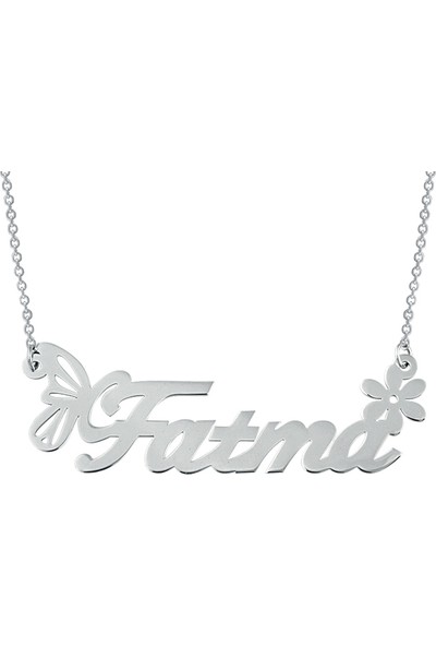 Dzg Silver İsimli Kolye Figürlü Kişiye Özel İsimlik Kolye Bayan Gümüş Kolye 464Dn