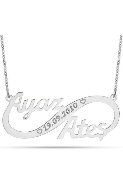 Dzg Silver İsimli Sonsuzluk Kolye Kişiye Özel İsimli Kolye Gümüş Kolye 432Dn
