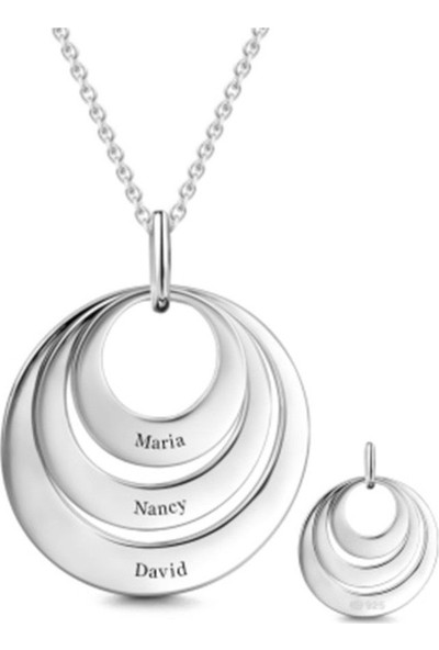 Dzg Silver Üç Halka Gümüş Kolye Tarihli İsimli Kolye İsimlik Gümüş Kolye 515Dn