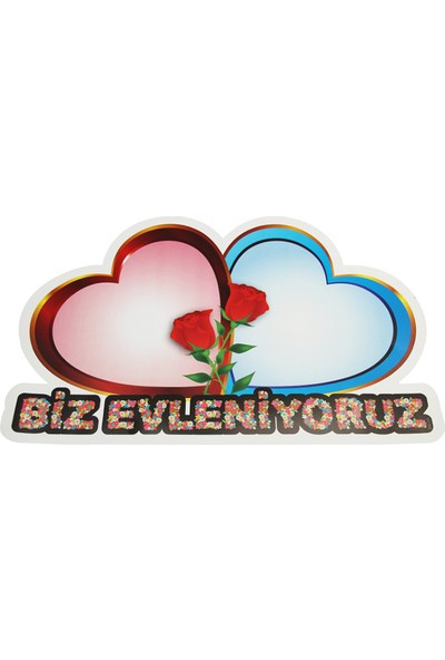 Kazanabil Biz Evleniyoruz Yazılı Çift Kalp Harflik Gelin Arabası Süsü