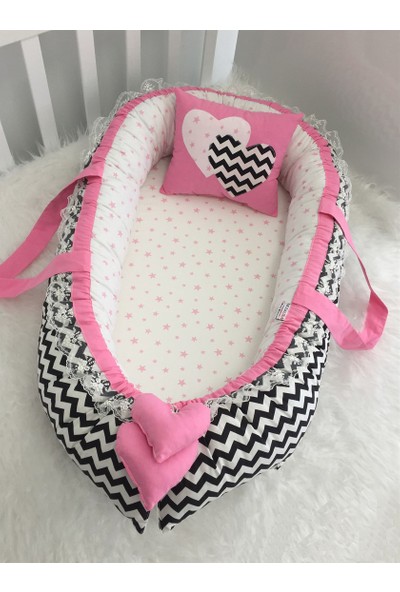 Jaju Baby Babynest Siyah Zikzak Şeker Pembe Kombin Jaju Baby Babynest Siyah Zikzak Şeker Pembe Kombin