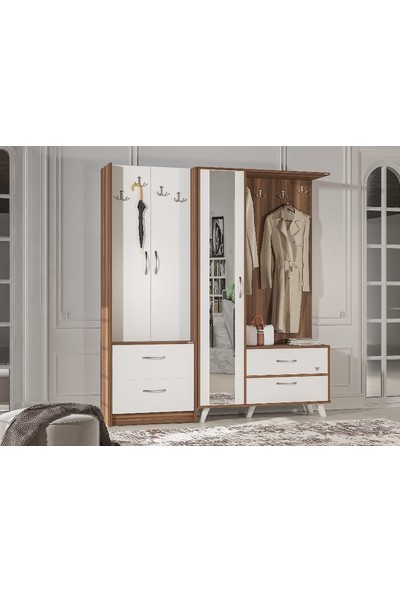 Abre 342348 Ceviz Vestiyer Portmanto Ayakkabılık