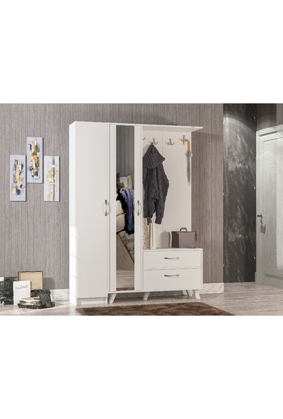 Abre 34342 Beyaz Vestiyer Portmanto Ayakkabılık Abre 34342 Beyaz Vestiyer Portmanto Ayakkabılık