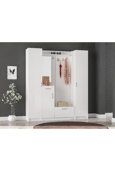 Abre 343637 Beyaz Vestiyer Portmanto Ayakkabılık Abre 343637 Beyaz Vestiyer Portmanto Ayakkabılık