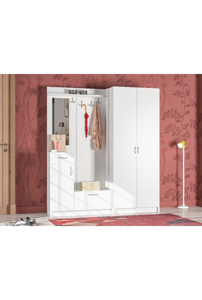 Abre 363437 Beyaz Vestiyer Portmanto Ayakkabılık Abre 363437 Beyaz Vestiyer Portmanto Ayakkabılık