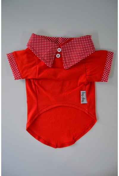 Dogi & Dog Kırmızı Puantiyeli Polo TShirt Köpek Elbisesi