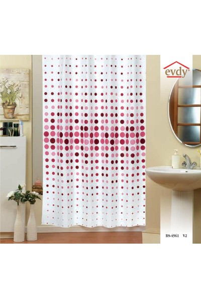 Zethome Evdy Banyo Duş Perdesi 4961 Çift Kanat Pembe 2X110x200