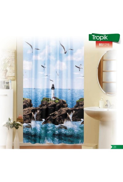 Zethome Tropik Banyo Duş Perdesi 9298 Tek Kanat 1X180x200
