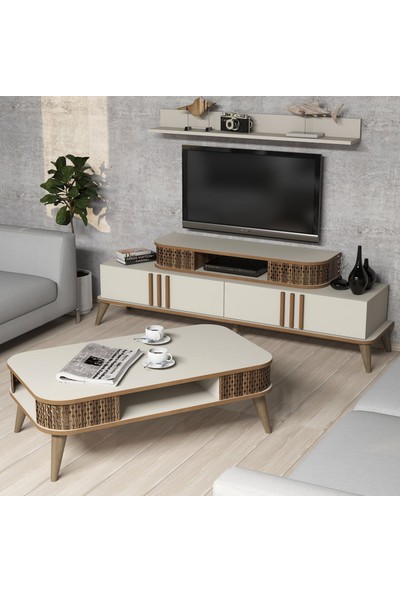 Variant Eylül Tv Ünitesi Ve Orta Sehpa Takımı - Krem