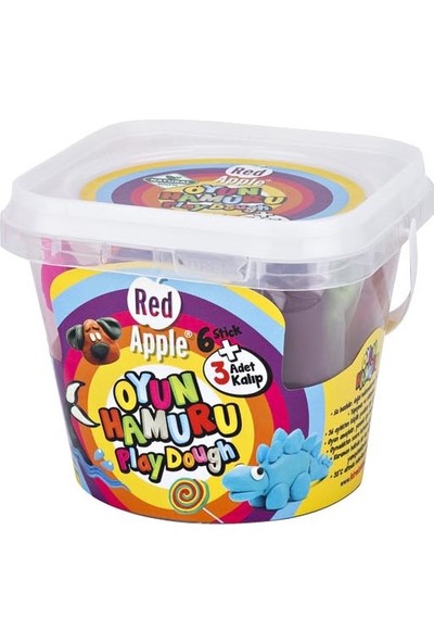 Red Apple Oyun Hamuru 6 Renk + 3 Adet Kalıp Red Apple Oyun Hamuru 6 Renk + 3 Adet Kalıp