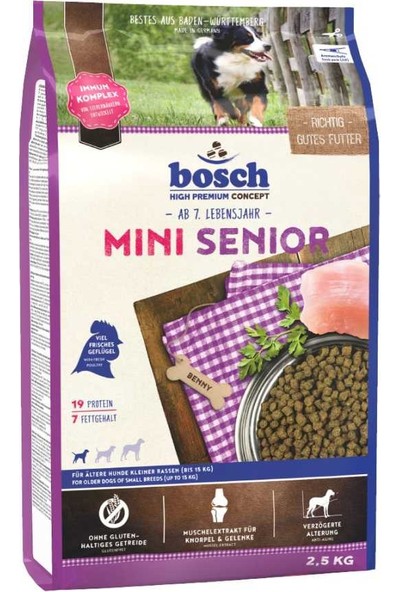 Bosch Mini Senior Küçük Irk Yaşlı Köpek Maması 2.5 kg Bosch Mini Senior Küçük Irk Yaşlı Köpek Maması 2.5 kg