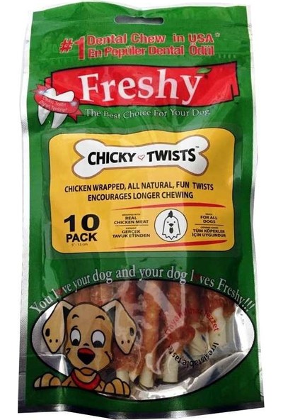 Freshy Tavuk Kaplı Burgu Çubuklar 13 cm 10 Adet Freshy Tavuk Kaplı Burgu Çubuklar 13 cm 10 Adet