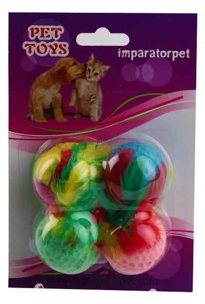 Tüylü Sünger Top Kedi Oyuncağı 4 Adet Tüylü Sünger Top Kedi Oyuncağı 4 Adet