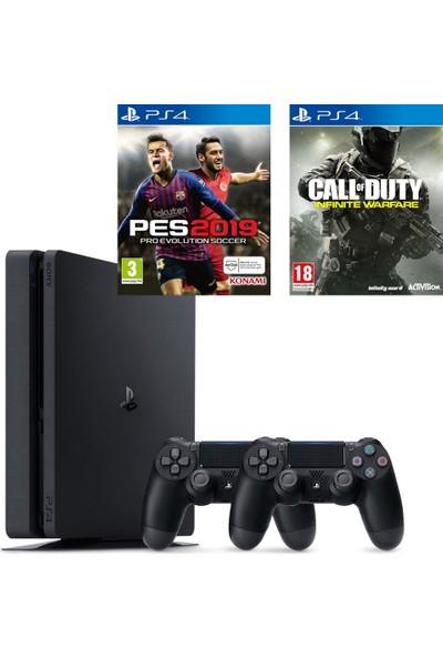 Sony PS4 Slim 500Gb Oyun Konsolu + 2. PS4 Kol + PS4 Pes 19 + PS4 Call Of Duty Sony PS4 Slim 500Gb Oyun Konsolu + 2. PS4 Kol + PS4 Pes 19 + PS4 Call Of Duty