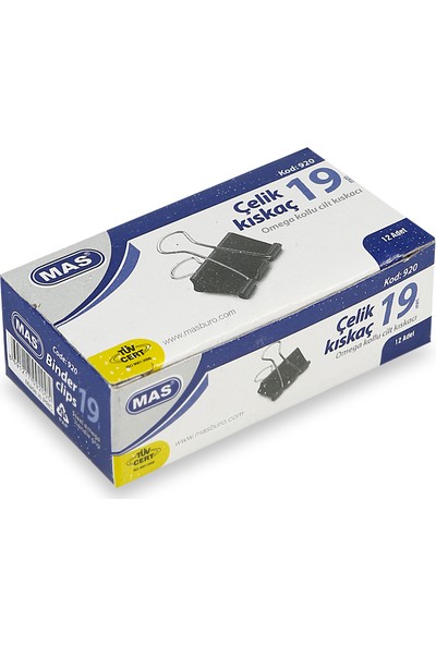 Mas Omega Çelik Kıskaç (siyah 19 mm) (12'li kutu)