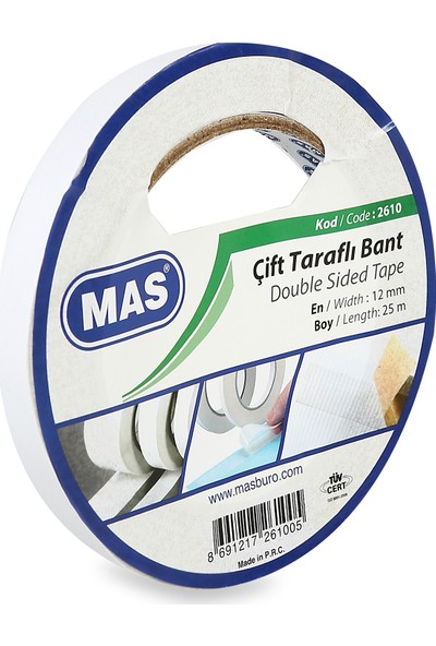 Mas 2610 Çift Taraflı Bant 12mmx25m Mas 2610 Çift Taraflı Bant 12mmx25m