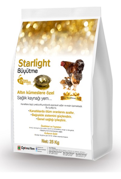 Optima Starlight Süs Tavuğu Büyütme Yemi 25 Kg Optima Starlight Süs Tavuğu Büyütme Yemi 25 Kg