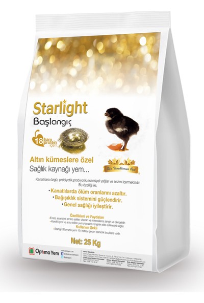 Optima Starlight Süs Tavuğu Başlangıç Yemi 25 Kg Optima Starlight Süs Tavuğu Başlangıç Yemi 25 Kg