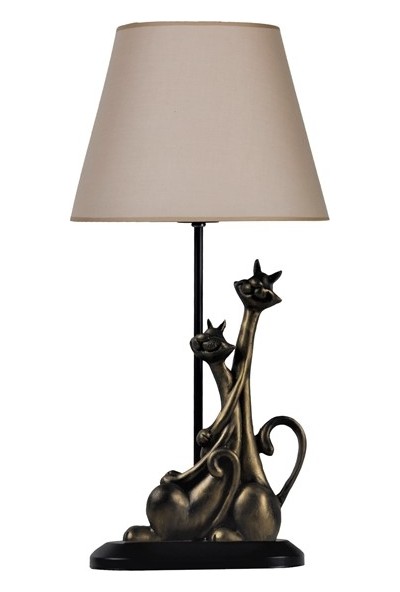 Qdec Modern Dizayn Kedi Abajur Gold Bej