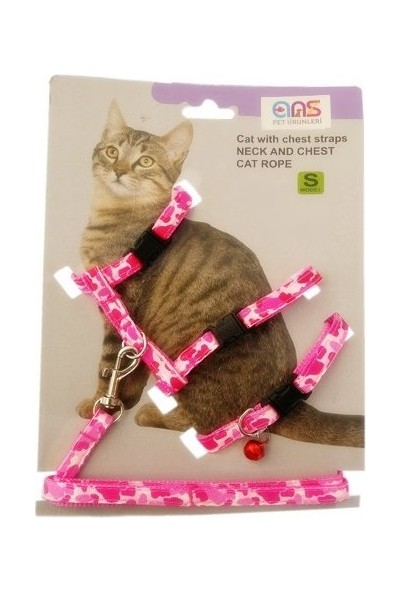 Ans Kamuflaj Desenli Kedi Göğüs Bel Tasması Pembe Ans Kamuflaj Desenli Kedi Göğüs Bel Tasması Pembe