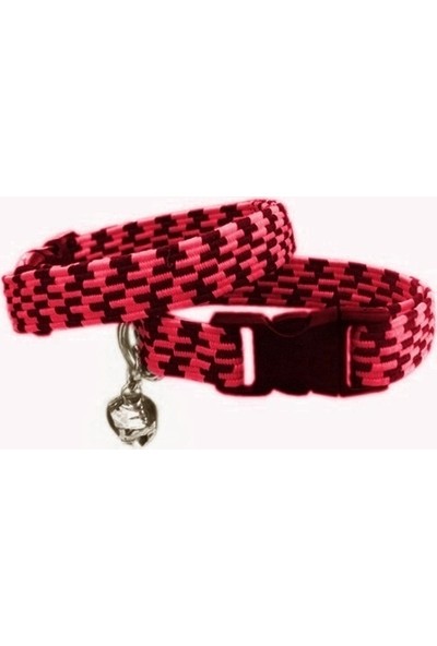 Ans Elastik Örme Kedi Tasması Kırmızı-Siyah 10 Mm A=23/32 Cm