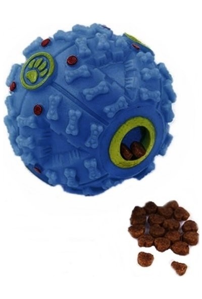 Bmpet Kabartmalı Kemik Ve Pati Desenli Sesli Öten Top 7 Cm Mavi