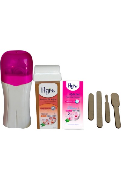 Agiss Çok Amaçlı RollOn Kartuş Ağda (Natural) Uygulama seti Makine Rollon Ağda Bezi Spatula Seti Agiss Çok Amaçlı RollOn Kartuş Ağda (Natural) Uygulama seti Makine Rollon Ağda Bezi Spatula Seti