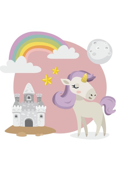 Sticker Masters Unicorn ve Kale Çocuk Odası Sticker Sticker Masters Unicorn ve Kale Çocuk Odası Sticker