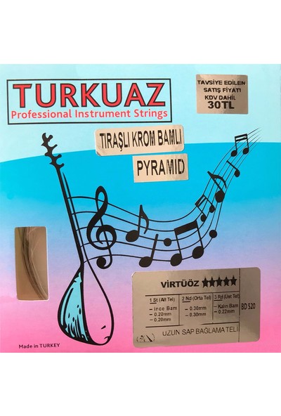 Turkuaz Bd520 .20 Mm Pyramid + Krom Bamlı Takım Tel Uzun Sap Bağlama Teli 020 Turkuaz Bd520 .20 Mm Pyramid + Krom Bamlı Takım Tel Uzun Sap Bağlama Teli 020
