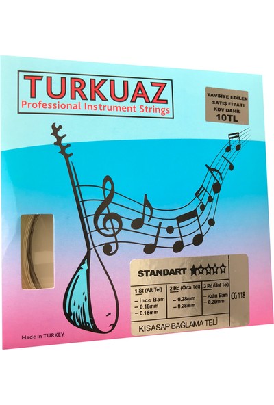 Turkuaz Cg118 0.18 Mm Çelik + Bamlı Takım Tel Kısa Sap Bağlama Teli 018