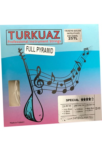 Turkuaz Cg418 0.18 Mm Pyramid + Pyramid Bamlı Takım Tel Kısa Sap Bağlama Teli 018 Turkuaz Cg418 0.18 Mm Pyramid + Pyramid Bamlı Takım Tel Kısa Sap Bağlama Teli 018