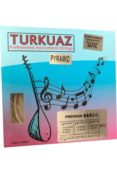 Turkuaz Bd322 0.22 Mm Pyramid + İpek Bamlı Takım Tel Uzun Sap Bağlama Teli 022 Turkuaz Bd322 0.22 Mm Pyramid + İpek Bamlı Takım Tel Uzun Sap Bağlama Teli 022