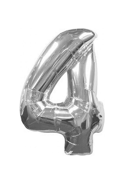 Balonpark Rakam Folyo Balon 4 Rakamı Büyük Boy Balon Gümüş/Gri 100CM Balonpark Rakam Folyo Balon 4 Rakamı Büyük Boy Balon Gümüş/Gri 100CM