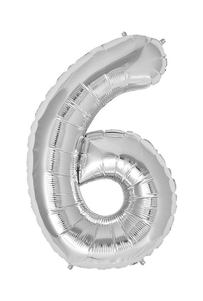 Balonpark Rakam Folyo Balon 6 Rakamı Büyük Boy Balon Gümüş/Gri 100CM Balonpark Rakam Folyo Balon 6 Rakamı Büyük Boy Balon Gümüş/Gri 100CM