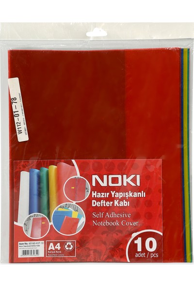Noki Hazır Yapışkanlı Defter Kabı A4 10’lu Karışık