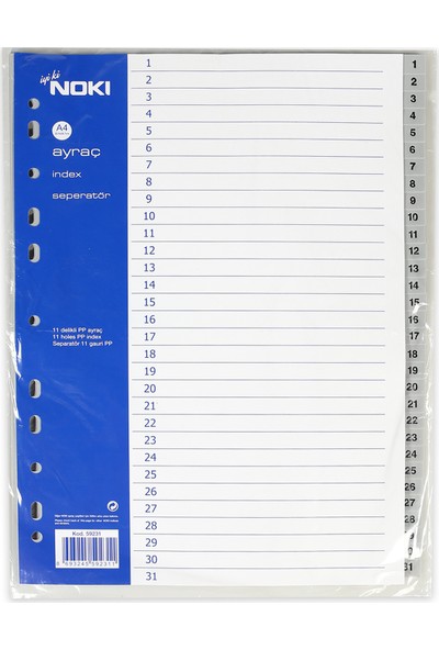 Noki Ayraç Pp 1-31 Rakam