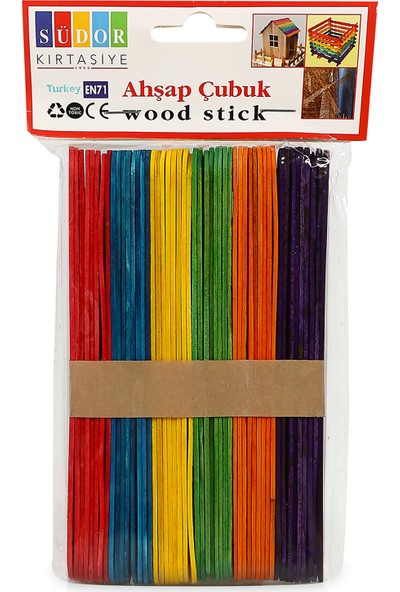 Südor Ahşap Renkli Geniş Dondurma Çubuğu Abeslang (50 adet)