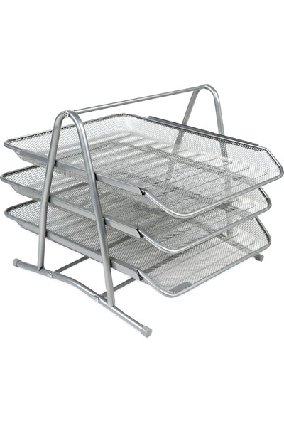 Globox Metal Gri Evrak Rafı 3'Lü