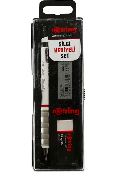 Rotring Tikky Okul Seti 0.7 mm Beyaz Versatil Kalem + Silgi + Uç Rotring Tikky Okul Seti 0.7 mm Beyaz Versatil Kalem + Silgi + Uç