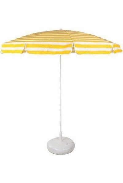Primera Plaj Şemsiyesi 200 Cm Sarı Çizgili Pamuklu Kumaş ( Bidonlu )