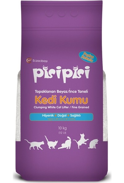 Eczacıbaşı PisiPisi Pudra Kokulu İnce Taneli Kedi Kumu 10kg