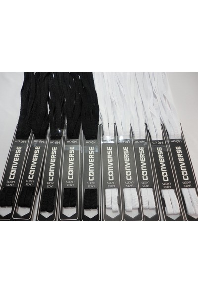 Converse 140 Cm 10 Adet Siyah-Beyaz Kadın Erkek Bağcıklar