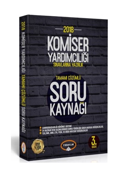Yediiklim Yayınları 2018 Komiser Yardımcılığı Sınavlarına Hazırlık Tamamı Çözümlü Soru Kaynağı 3.Baskı