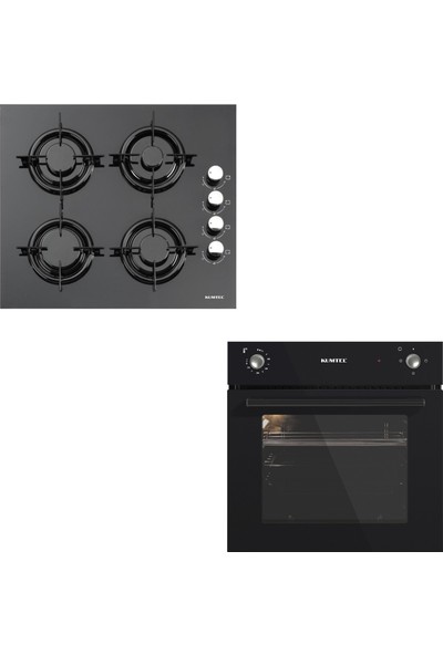 Kumtel 18-24 İkili Siyah Cam Ankastre Set