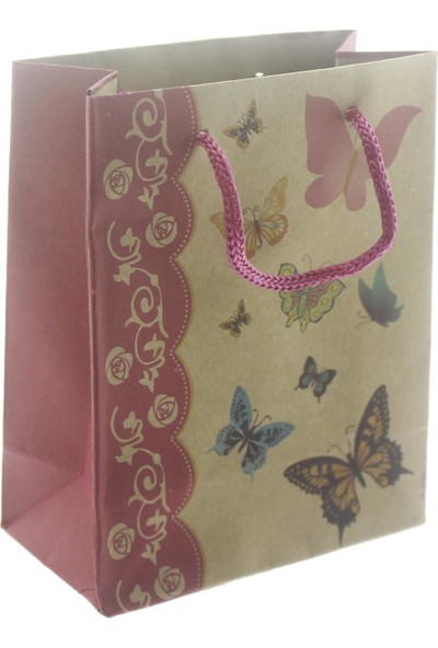 Mutlu Adım 12 Adet 11 x 14 cm Kelebekli Kraft Karton Çanta Mutlu Adım 12 Adet 11 x 14 cm Kelebekli Kraft Karton Çanta