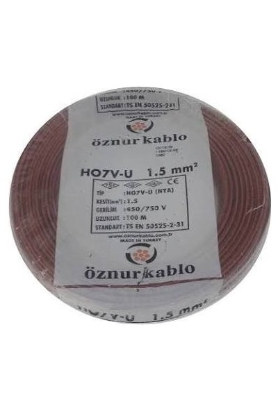 Öznur 1,5 Mm Nya Kablo Tek Damar Kahverengi Öznur 1,5 Mm Nya Kablo Tek Damar Kahverengi