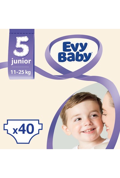 Evy Baby Bebek Bezi 5 Beden Junior Dev Paket 40 Adet Evy Baby Bebek Bezi 5 Beden Junior Dev Paket 40 Adet