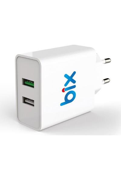 Bix BX-2U02Q Çift Çıkışlı 30W Qualcom QC 3.0 Hızlı Akıllı Şarj Adaptör