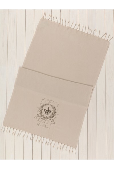Madame Coco Authentique Baskılı Bağlamalı Plaj Havlusu - Bej - 80x150 cm