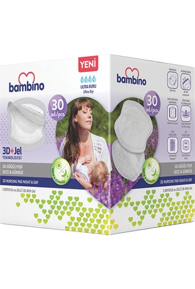 Bambino Göğüs Pedi 3D 30'lu